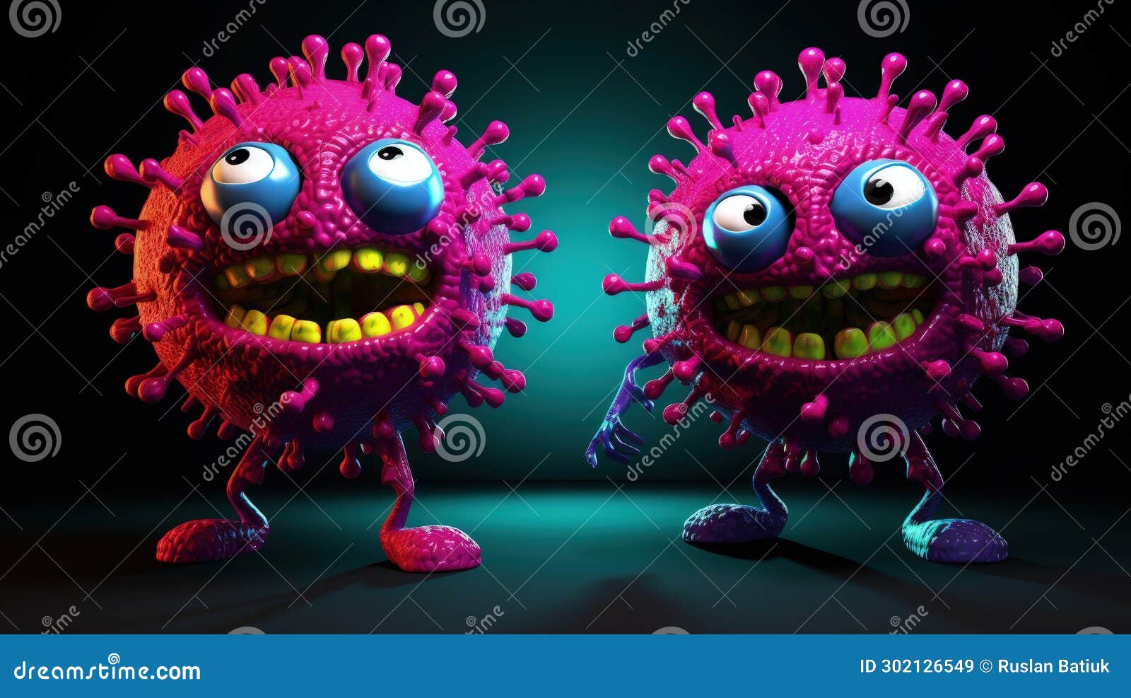 Cartoon Characters Cute, Funny Evil Viruses, Whimsical and Infectious ...