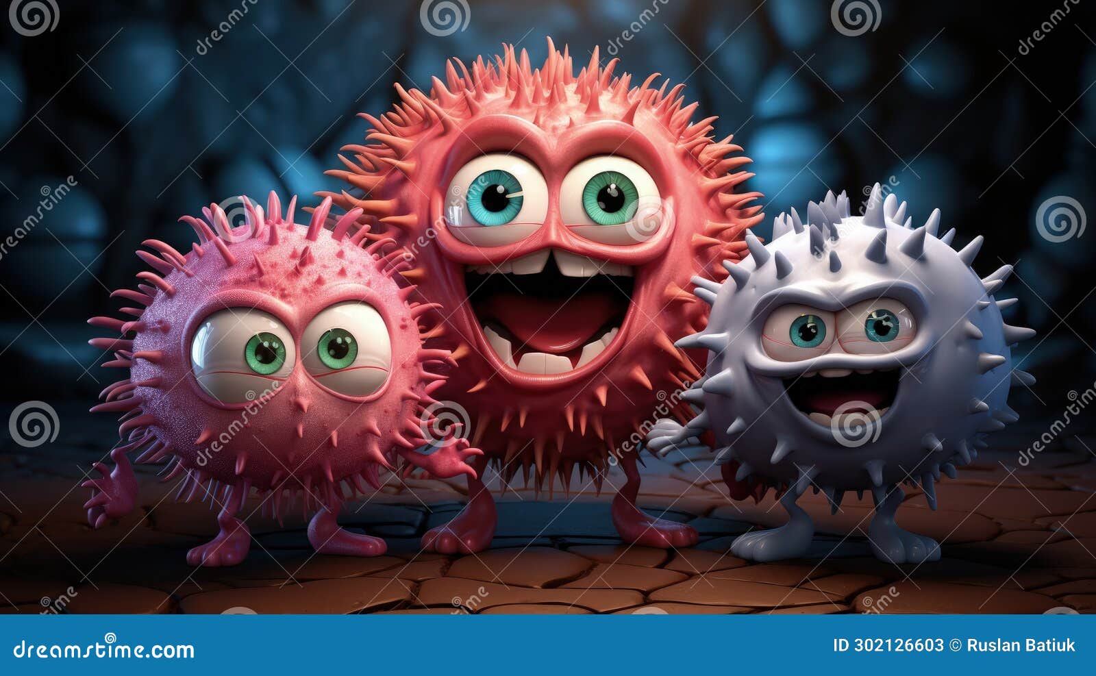Cartoon Characters Cute, Funny Evil Viruses, Whimsical and Infectious ...