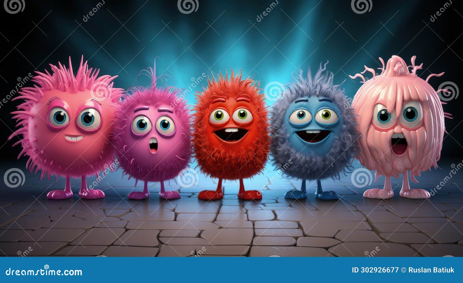 Cartoon Characters Cute, Funny Evil Viruses, Whimsical and Infectious ...