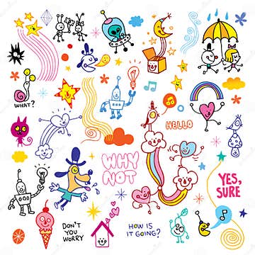 Cartoon Characters Design Elements Set Stock Vector - Illustration of ...