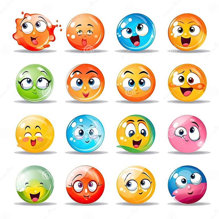 Cartoon Characters With Different Expressions Generative Ai Stock Image Image Of Emoticon