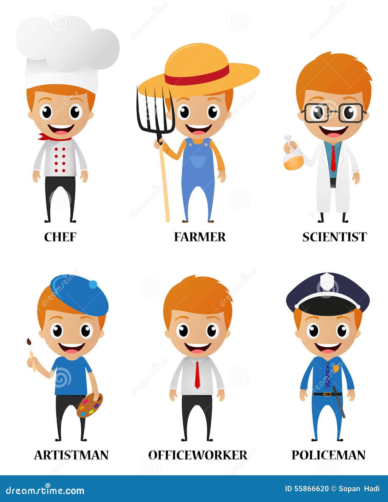 Cartoon Characters with Different Profession Stock Vector ...