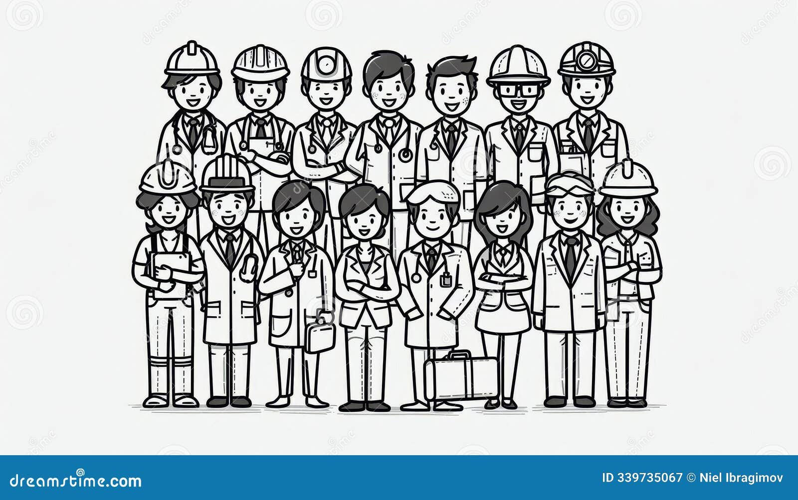 Cartoon Characters in Different Professional Outfits Stock Image ...