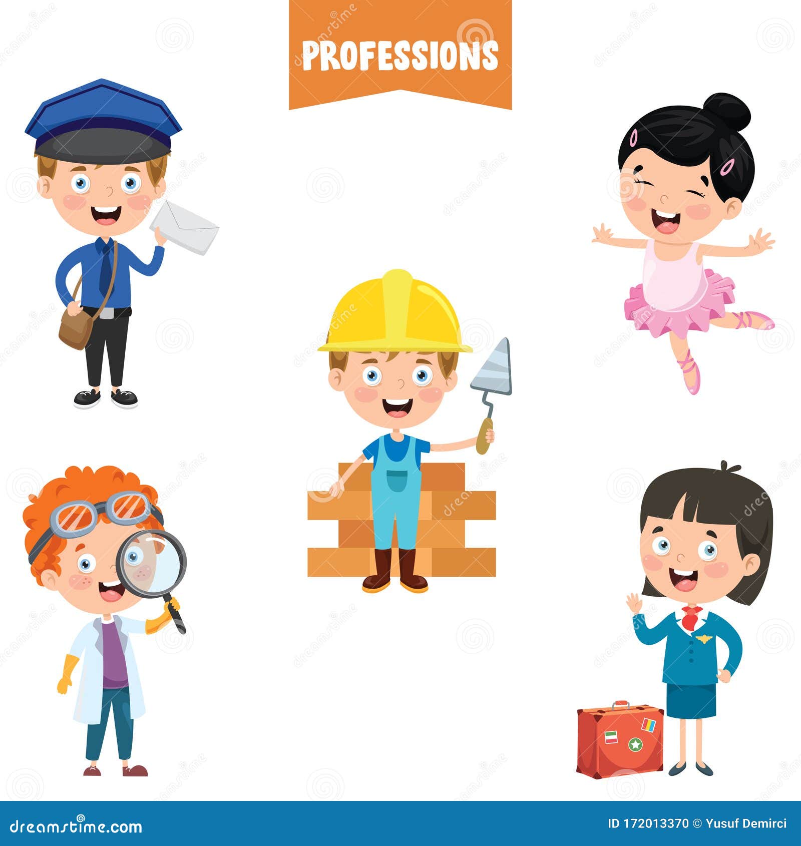 Cartoon Characters of Different Professions Stock Vector - Illustration ...