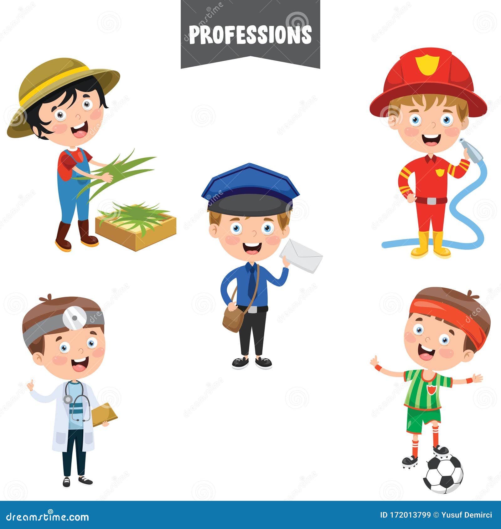 Cartoon Characters of Different Professions Stock Vector - Illustration ...