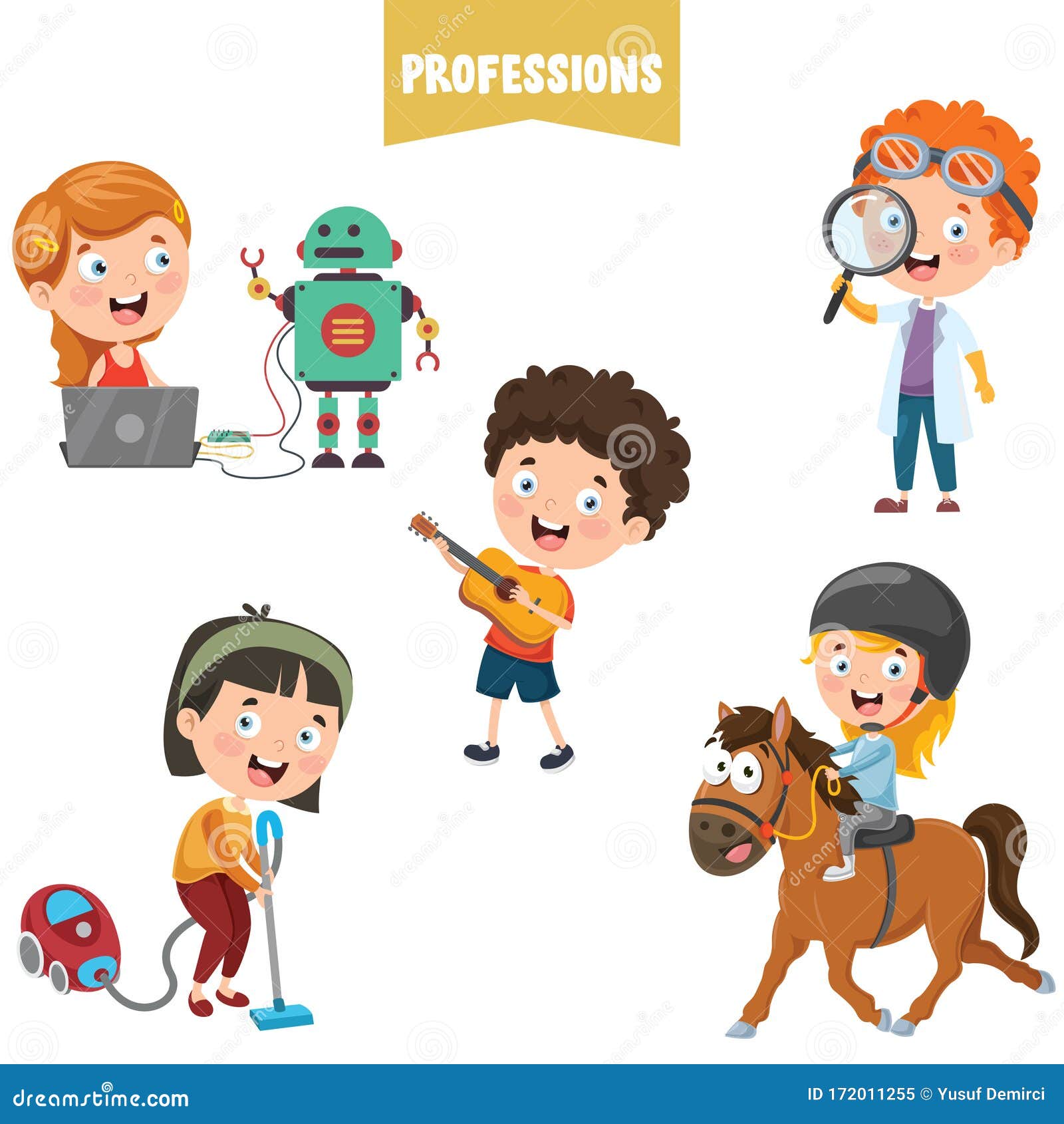 Cartoon Characters of Different Professions Stock Vector - Illustration ...