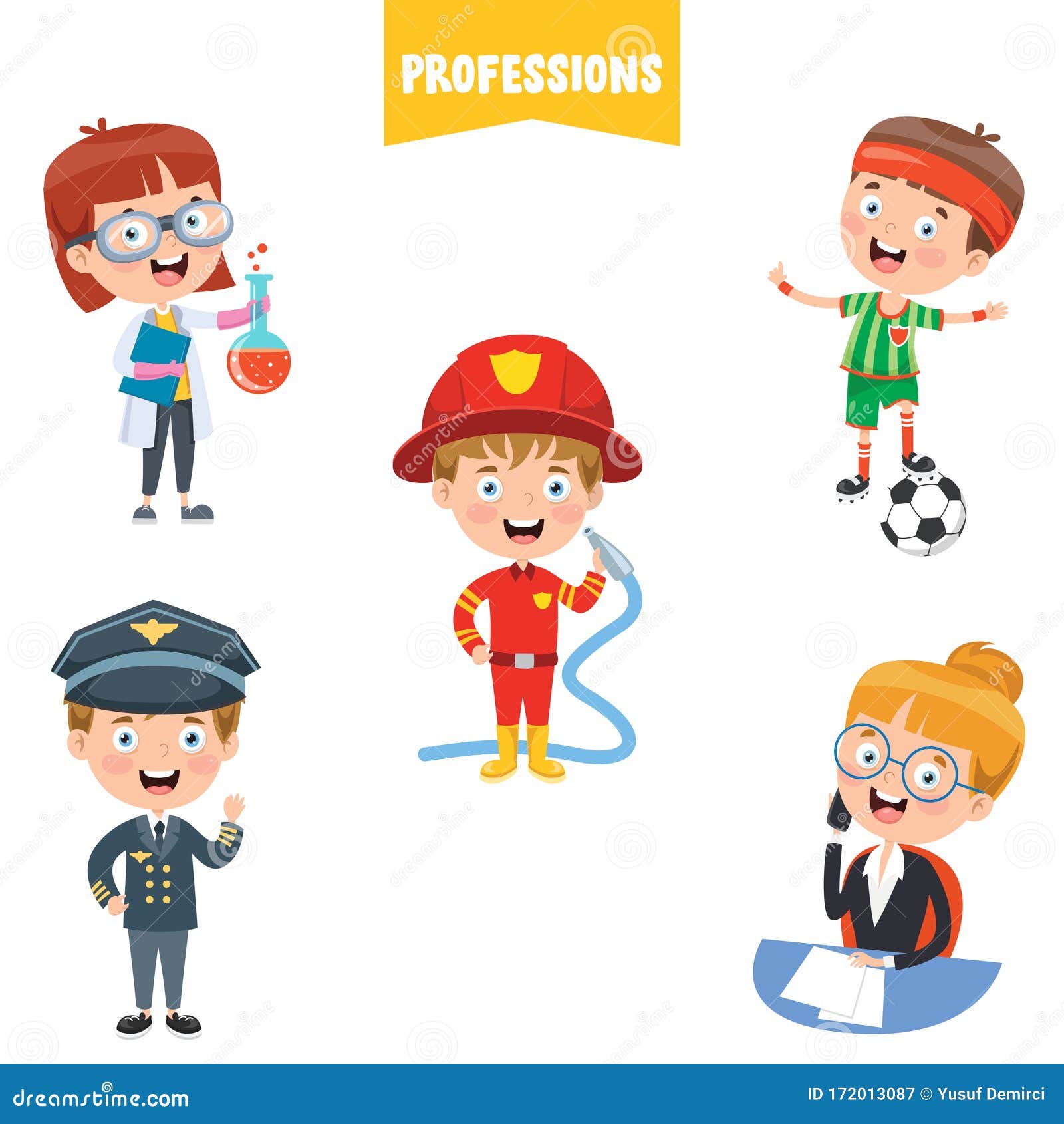 Cartoon Characters of Different Professions Stock Vector - Illustration ...