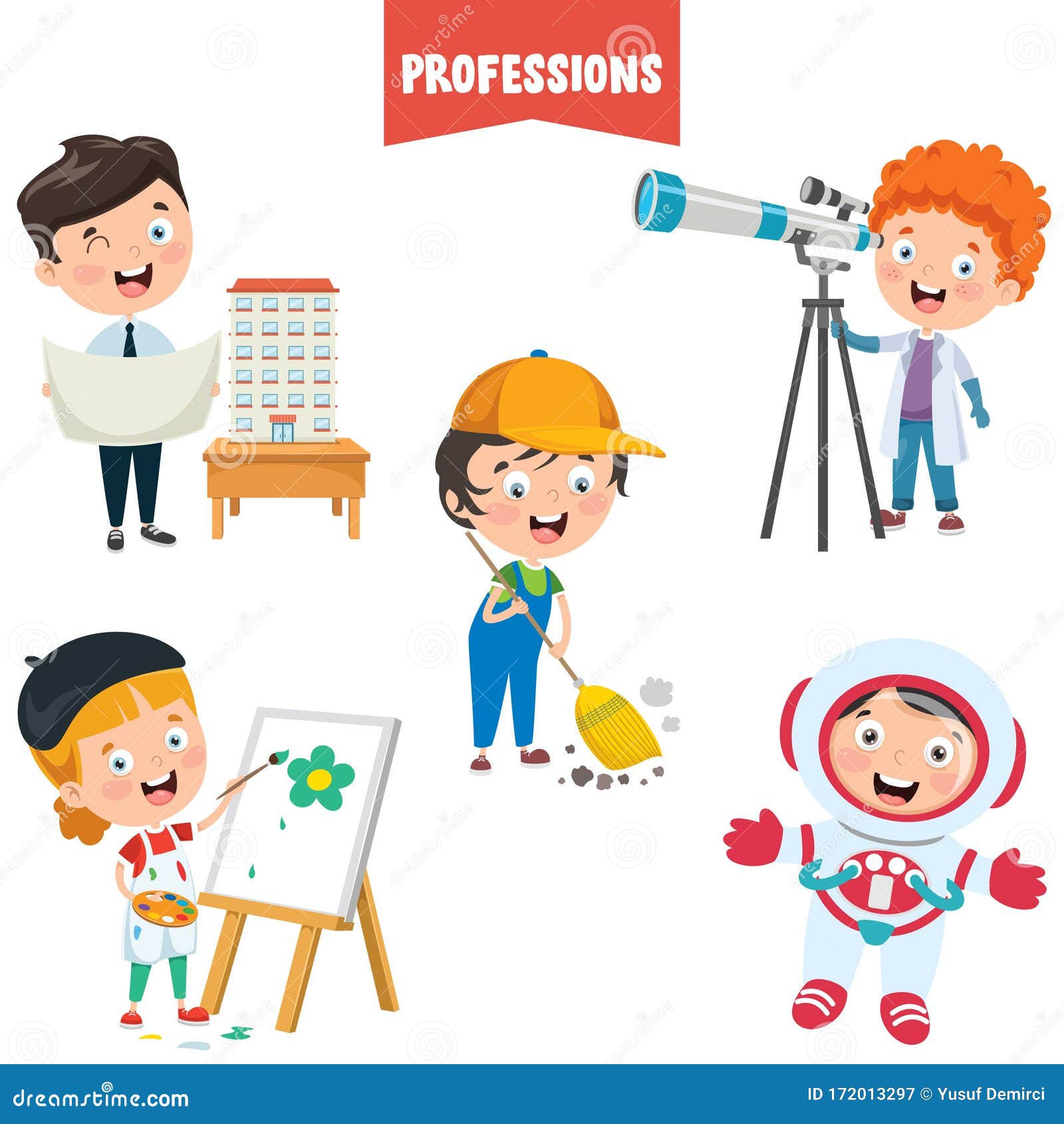Cartoon Characters of Different Professions Stock Vector - Illustration ...