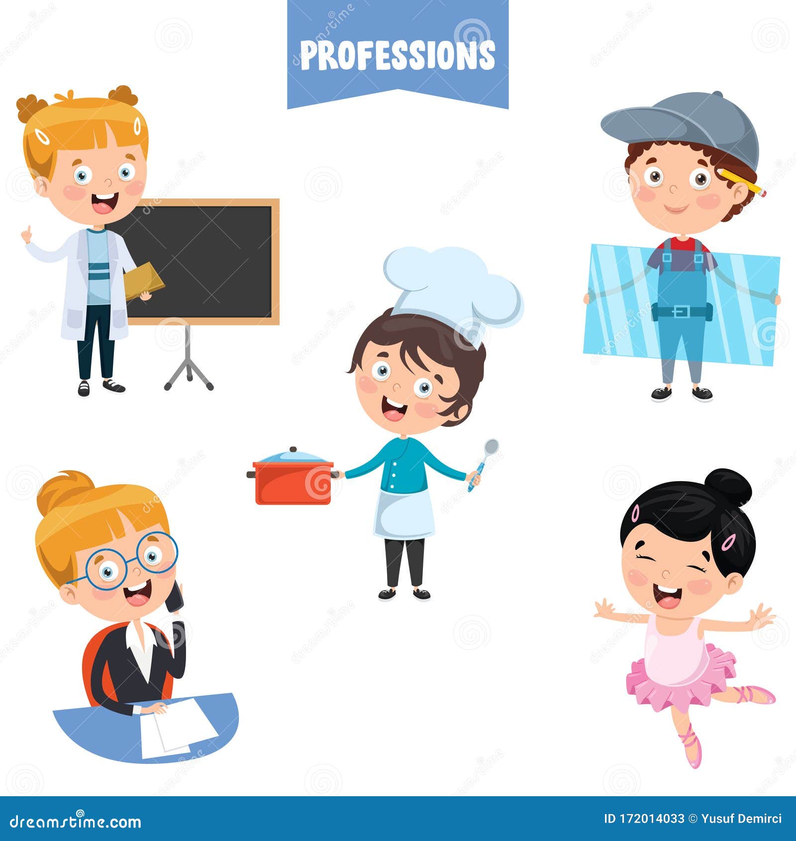 Cartoon Characters of Different Professions Stock Vector - Illustration ...
