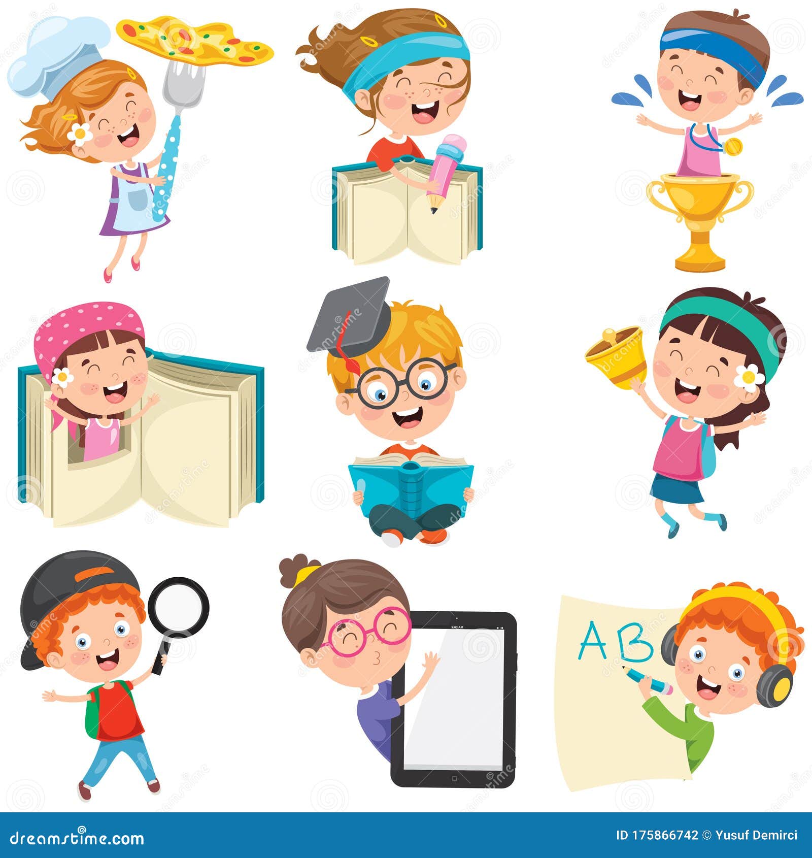 Cartoon Characters Doing Various Activities Stock Vector - Illustration ...