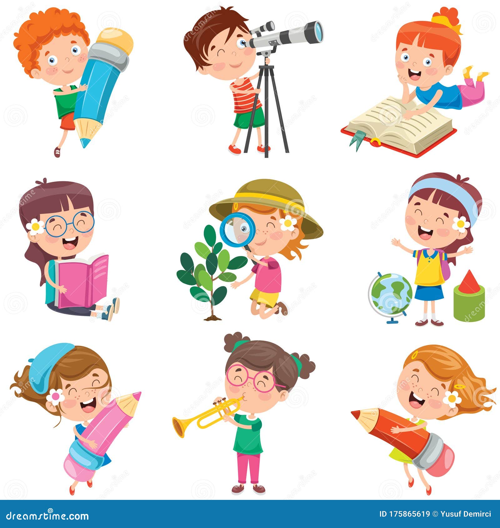 Cartoon Characters Doing Various Activities Stock Vector - Illustration ...