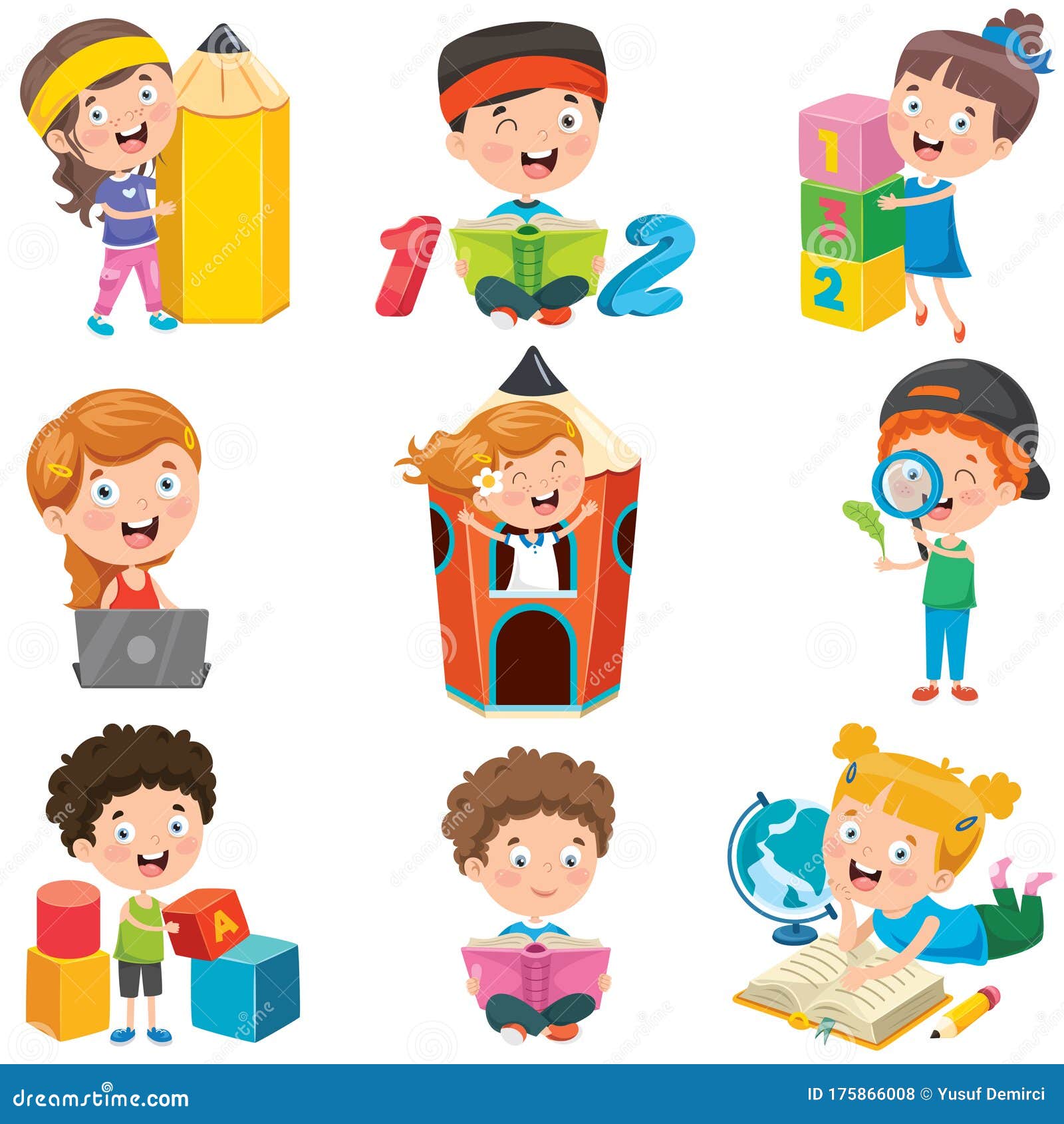 Cartoon Characters Doing Various Activities Stock Vector - Illustration ...