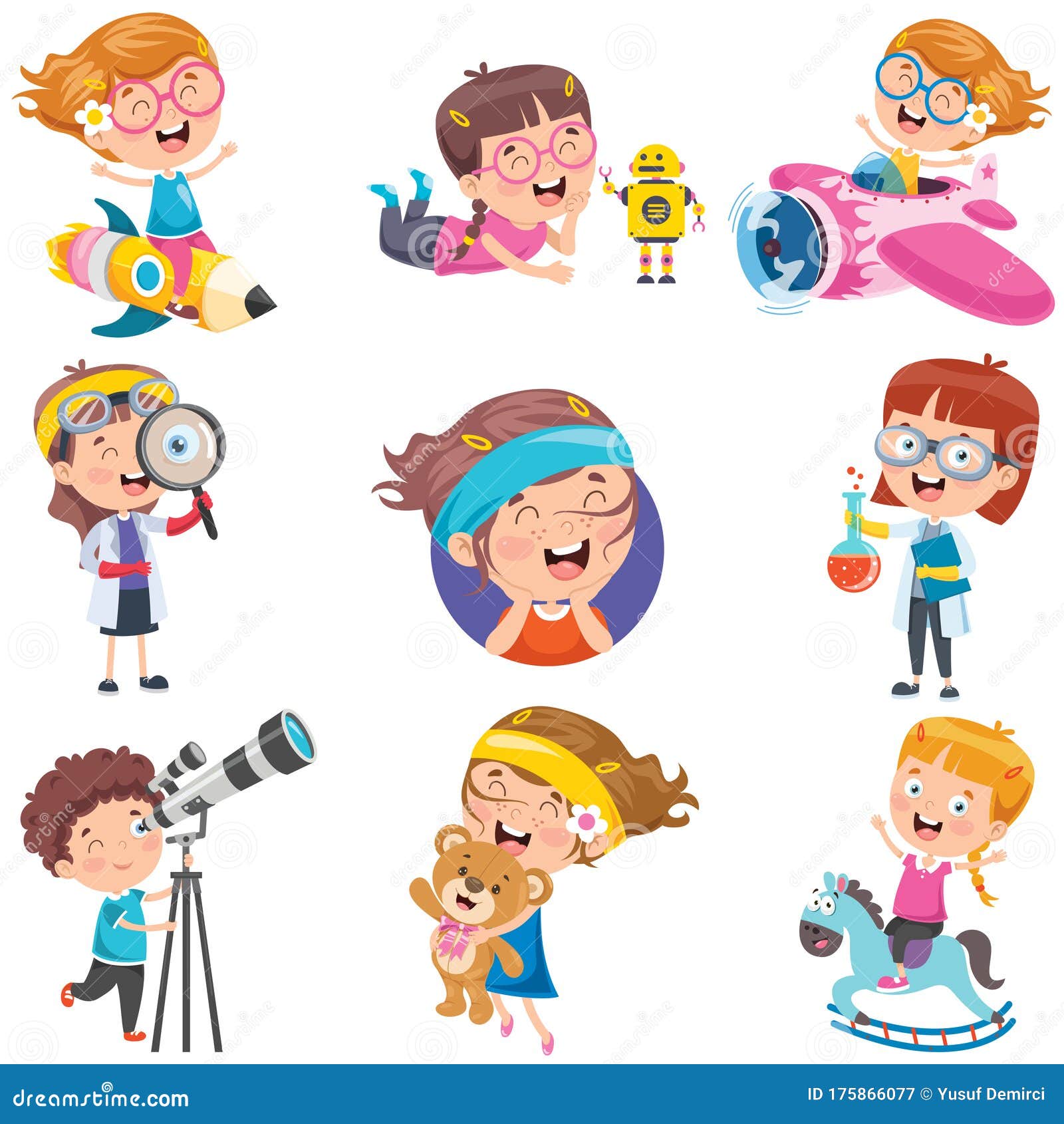 Cartoon Characters Doing Various Activities Stock Vector - Illustration ...
