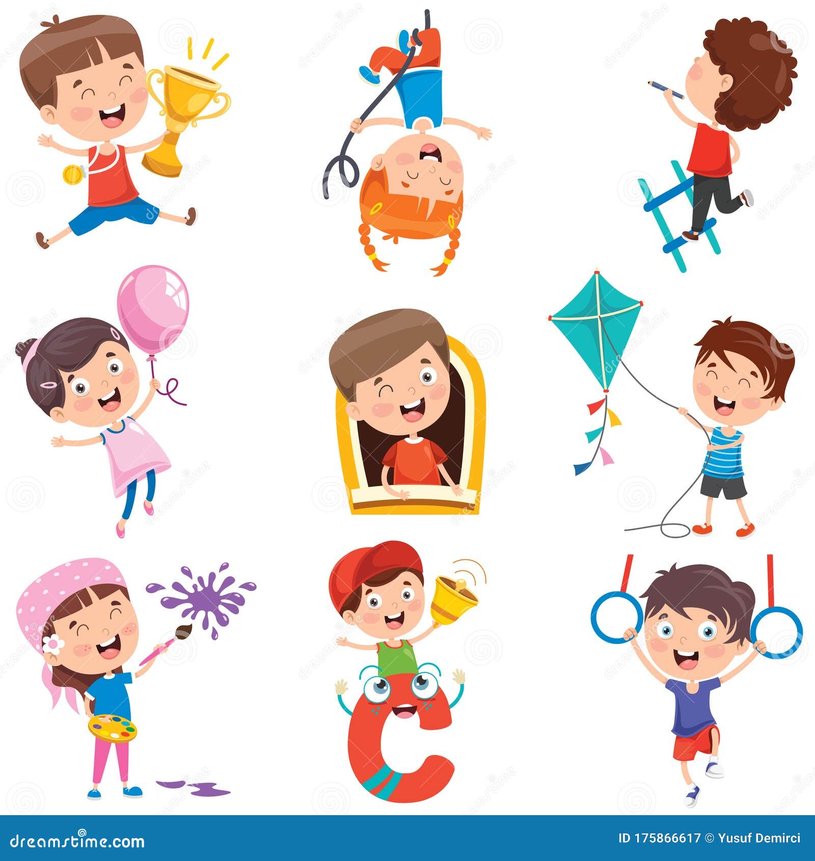 Cartoon Characters Doing Various Activities Stock Vector - Illustration ...