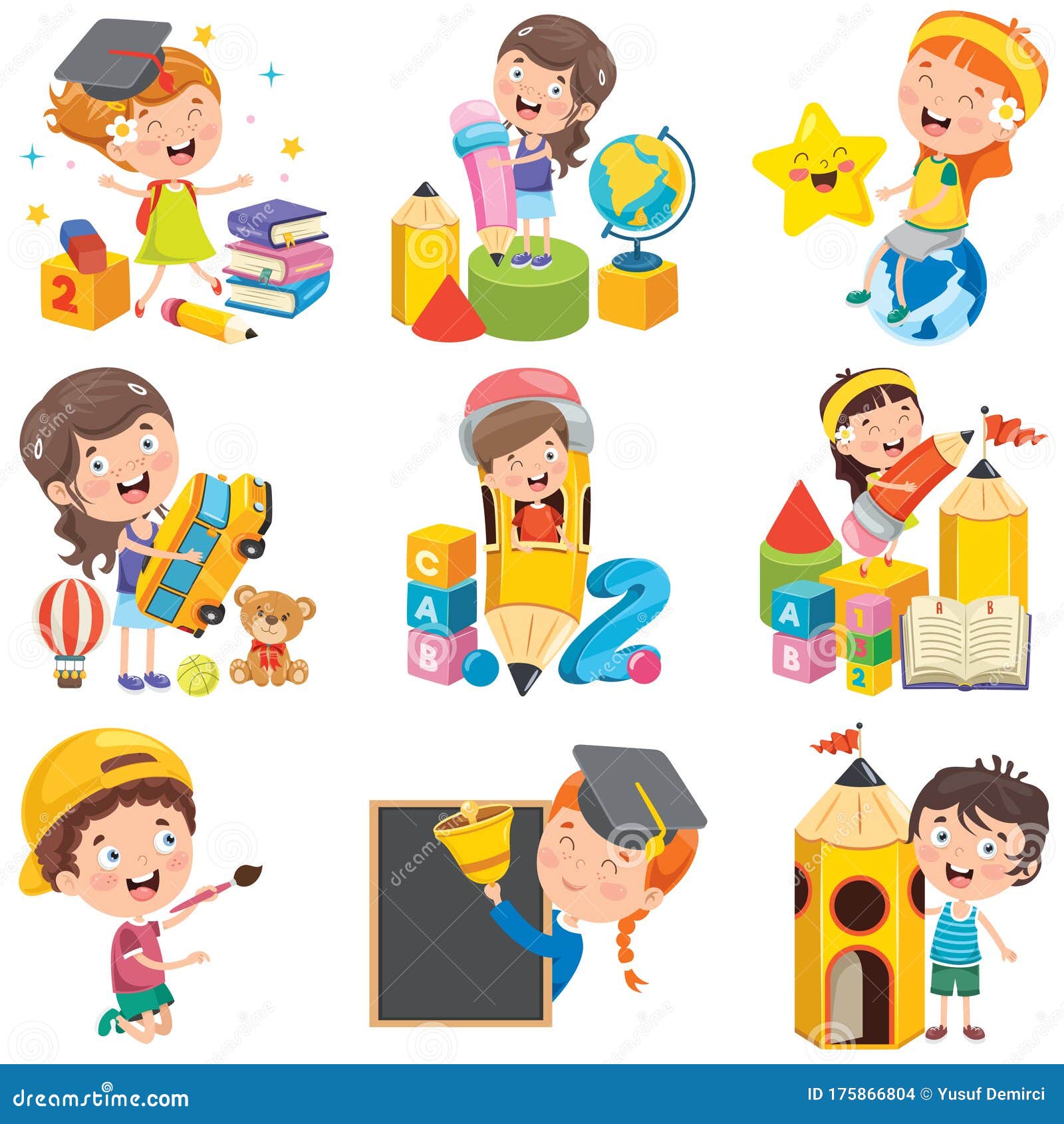 Cartoon Characters Doing Various Activities Stock Vector - Illustration ...