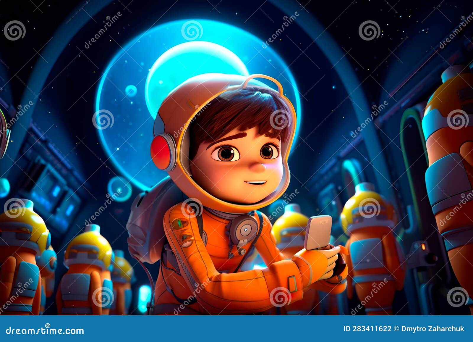Cartoon Characters Embarking on an Exciting Space Journey Stock ...