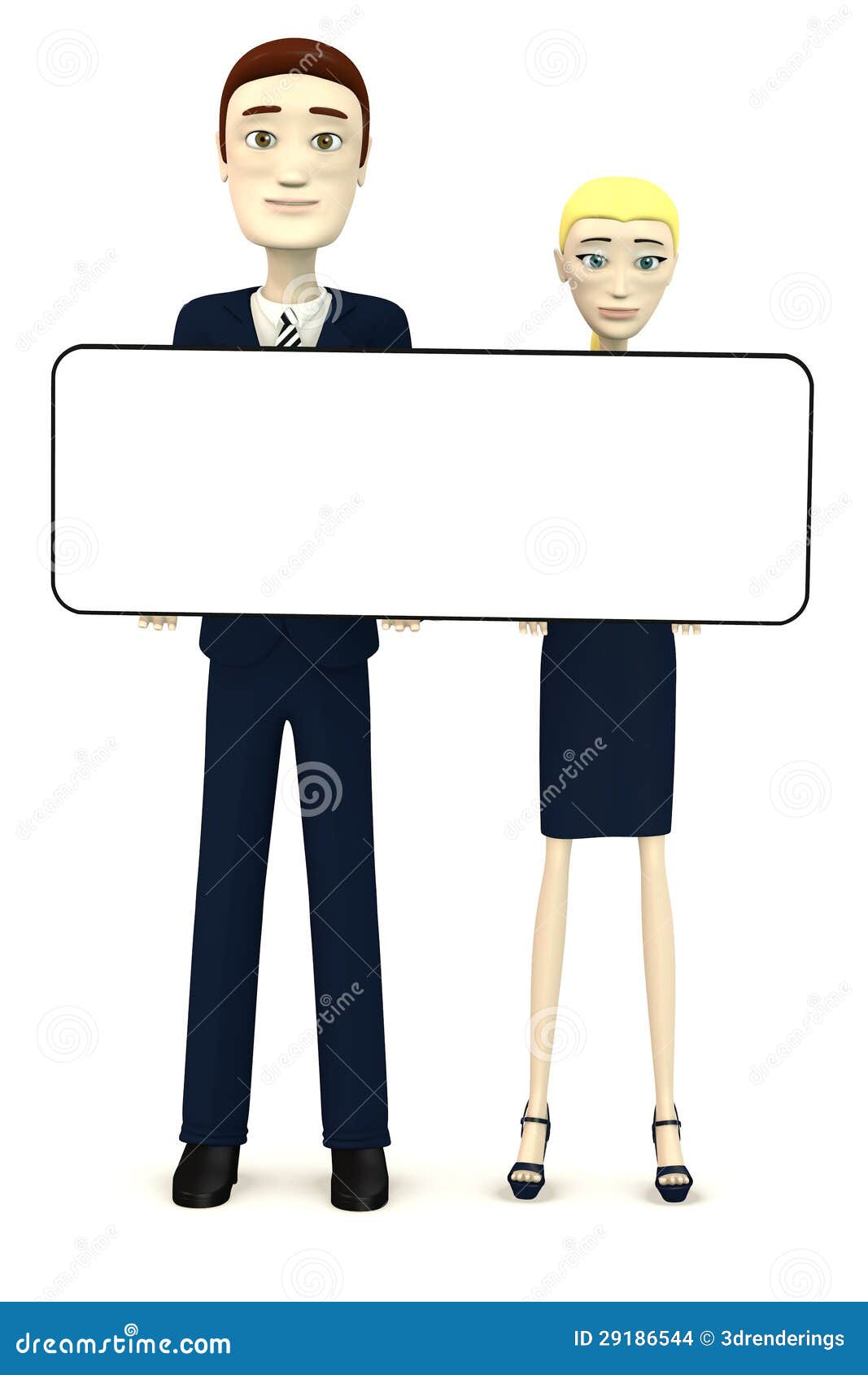 Cartoon Characters with Empty Board Stock Illustration - Illustration ...