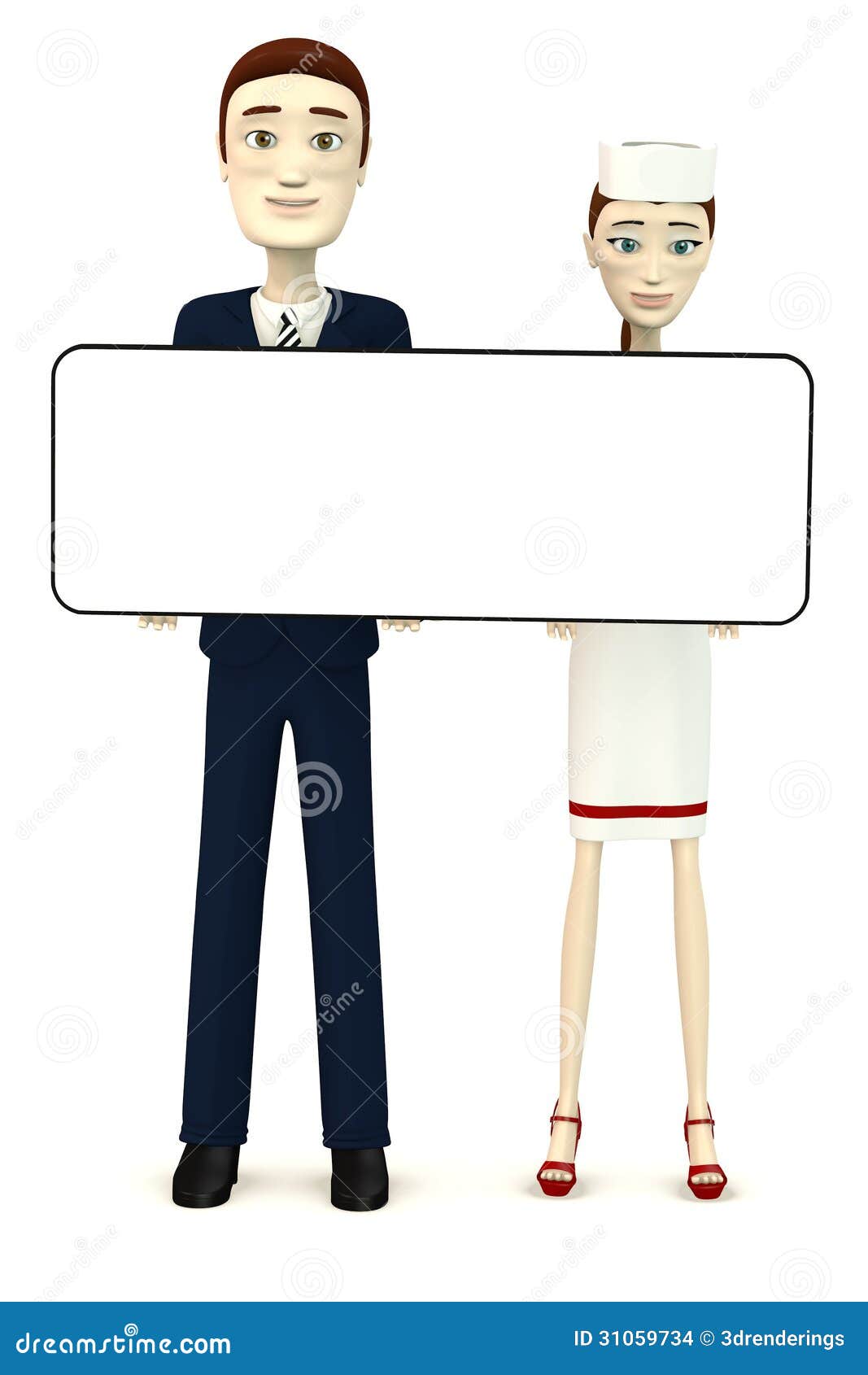 Cartoon Characters with Empty Board Stock Illustration - Illustration ...