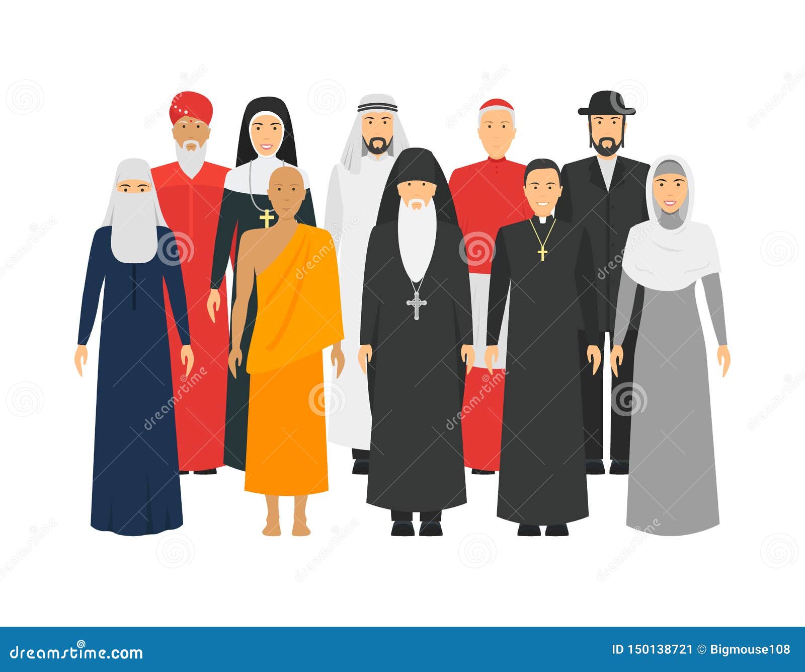Set Of Religion People. Different Characters Collection Buddhist Monk ... Set Of Religion People. Different Characters Collection Buddhist Monk ...