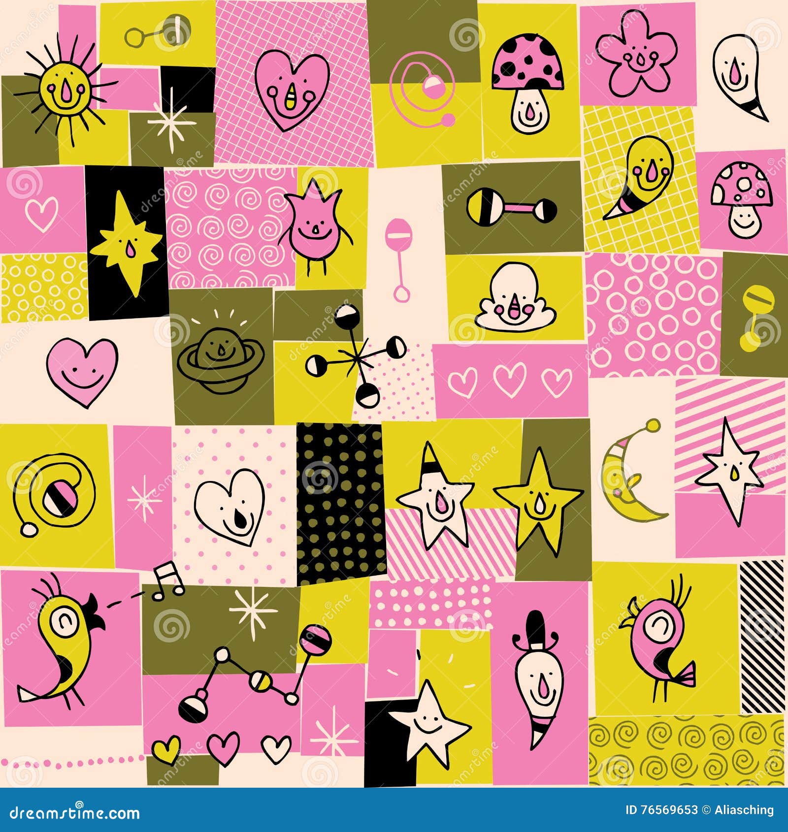 Cartoon Characters Seamless Pattern Stock Vector - Illustration of ...