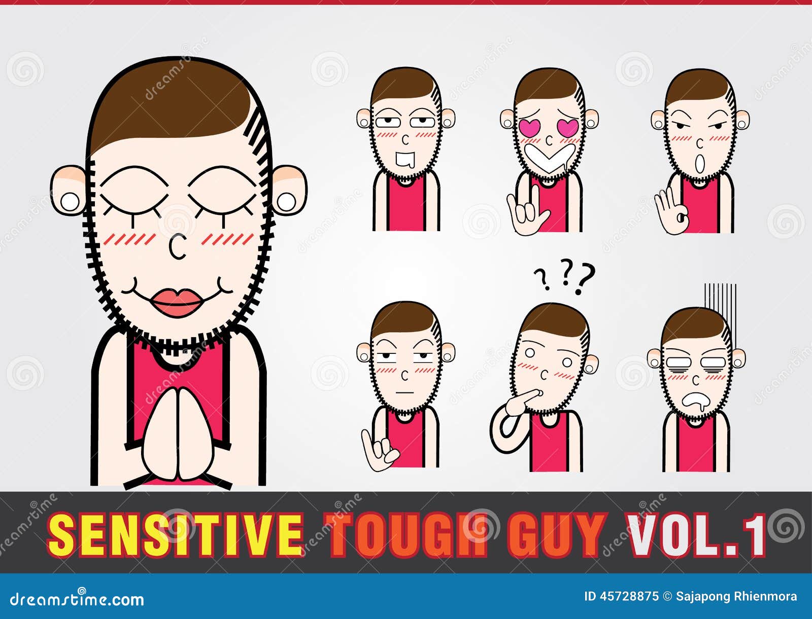 Cartoon Characters. Sensitive Tough Guy Stock Illustration ...