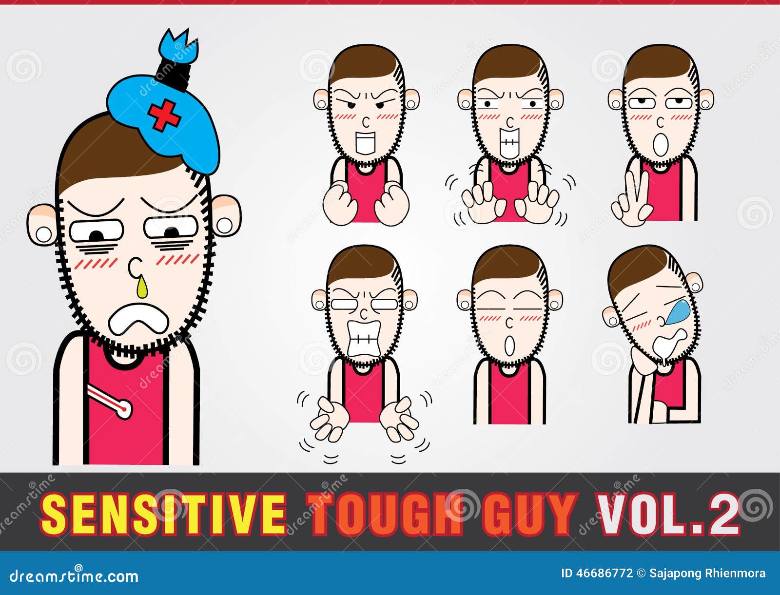 Cartoon Characters. Sensitive Tough Guy. Stock Vector - Image: 46686772