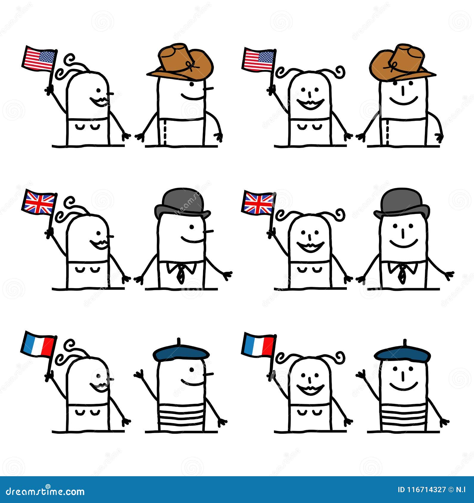 Cartoon Characters Set 1 - Countries and Tradition Stock Vector ...