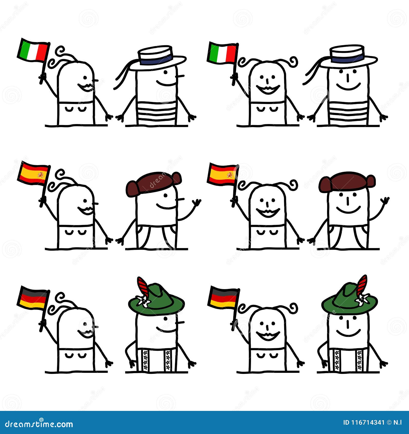 Cartoon Characters Set 2 - Countries and Tradition Stock Vector ...