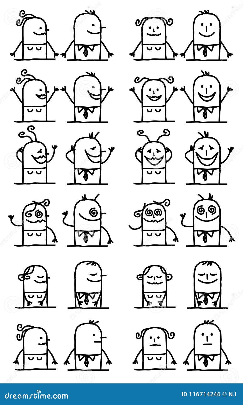 Cartoon Characters Set - Happy and Funny Faces Stock Vector ...