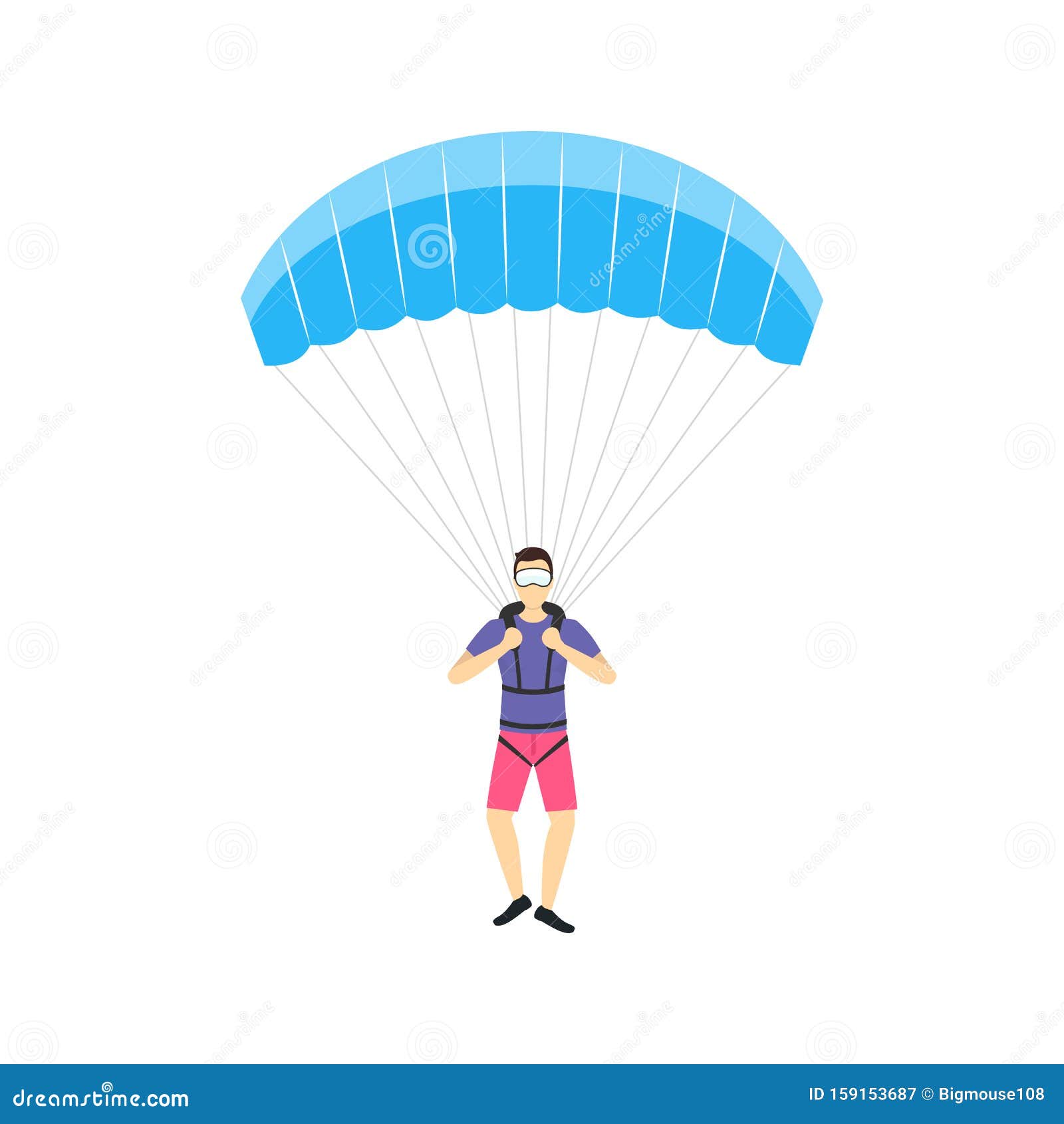 Cartoon Characters Skydiving or Parachuting Man on a White Vector ...