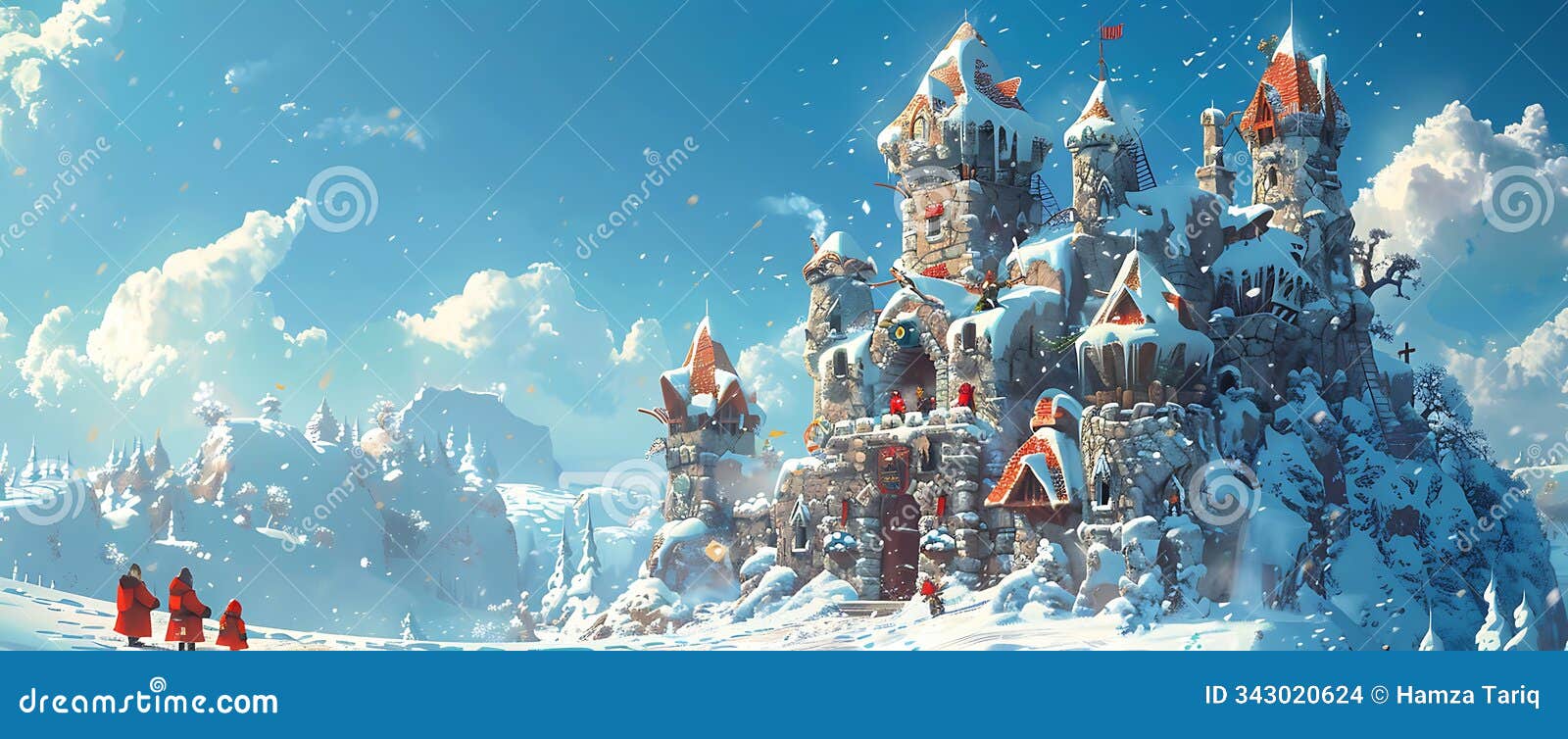 Cartoon Characters in a Snow Fortress Stock Photo - Image of toonrun ...