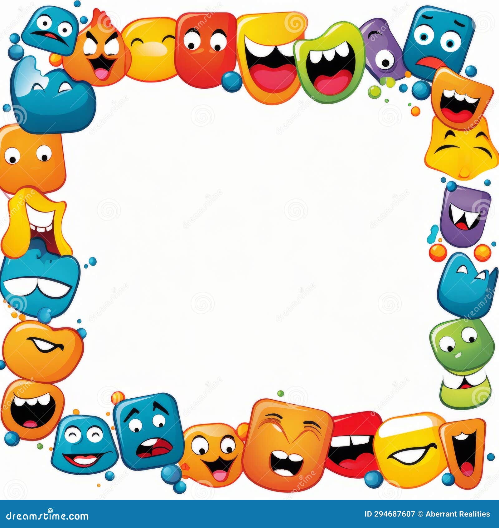 Cartoon Characters in a Square Frame on a White Background Stock ...