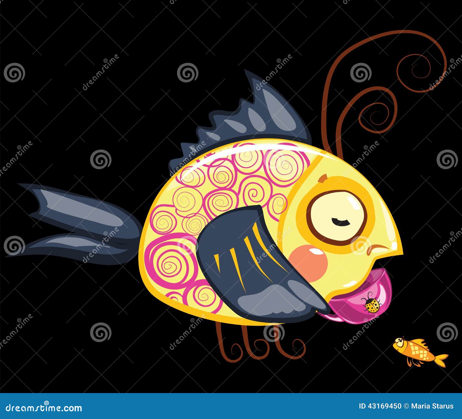 Cartoon Characters, Tea Drinking Fish Stock Vector - Illustration of ...