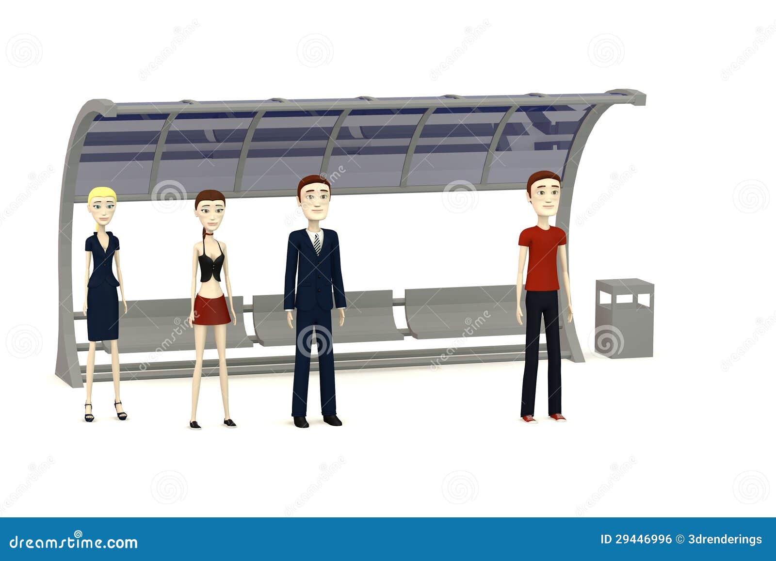 Cartoon Characters Waiting On Bus Stop Royalty-Free Stock Image ...