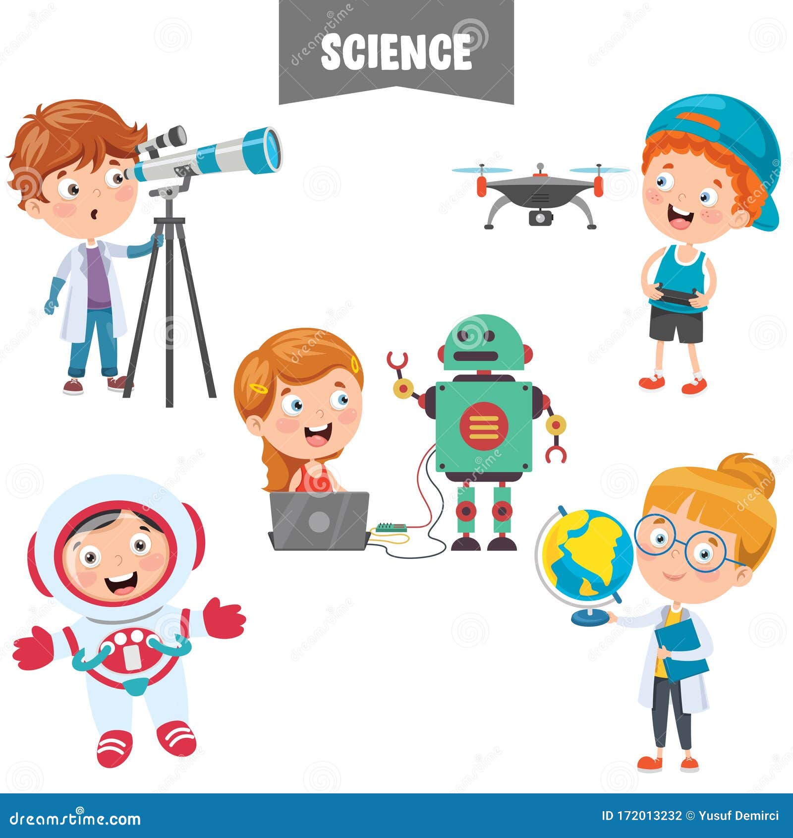Cartoon Characters Working on Science Stock Vector - Illustration of ...