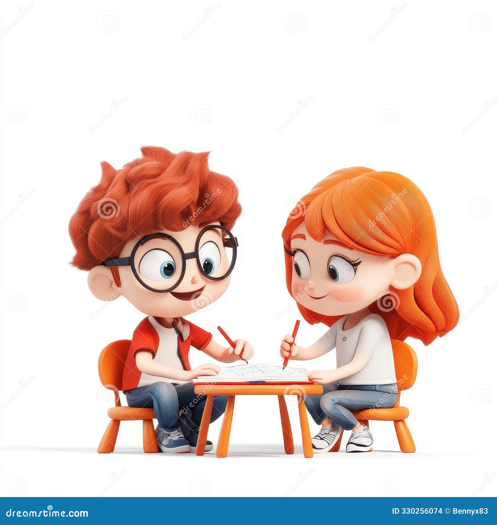 Cartoon Characters Working Together on a Creative Project at a Small ...