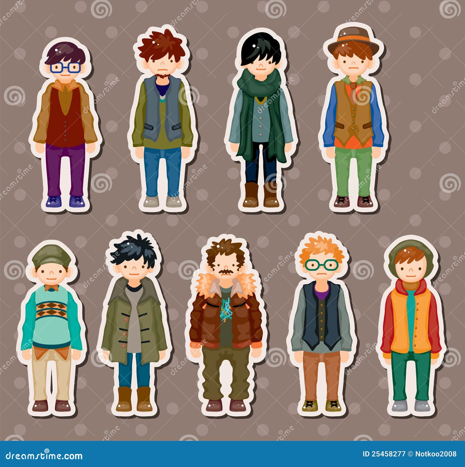 Cartoon Charming Young Man Stickers Stock Vector - Illustration of ...