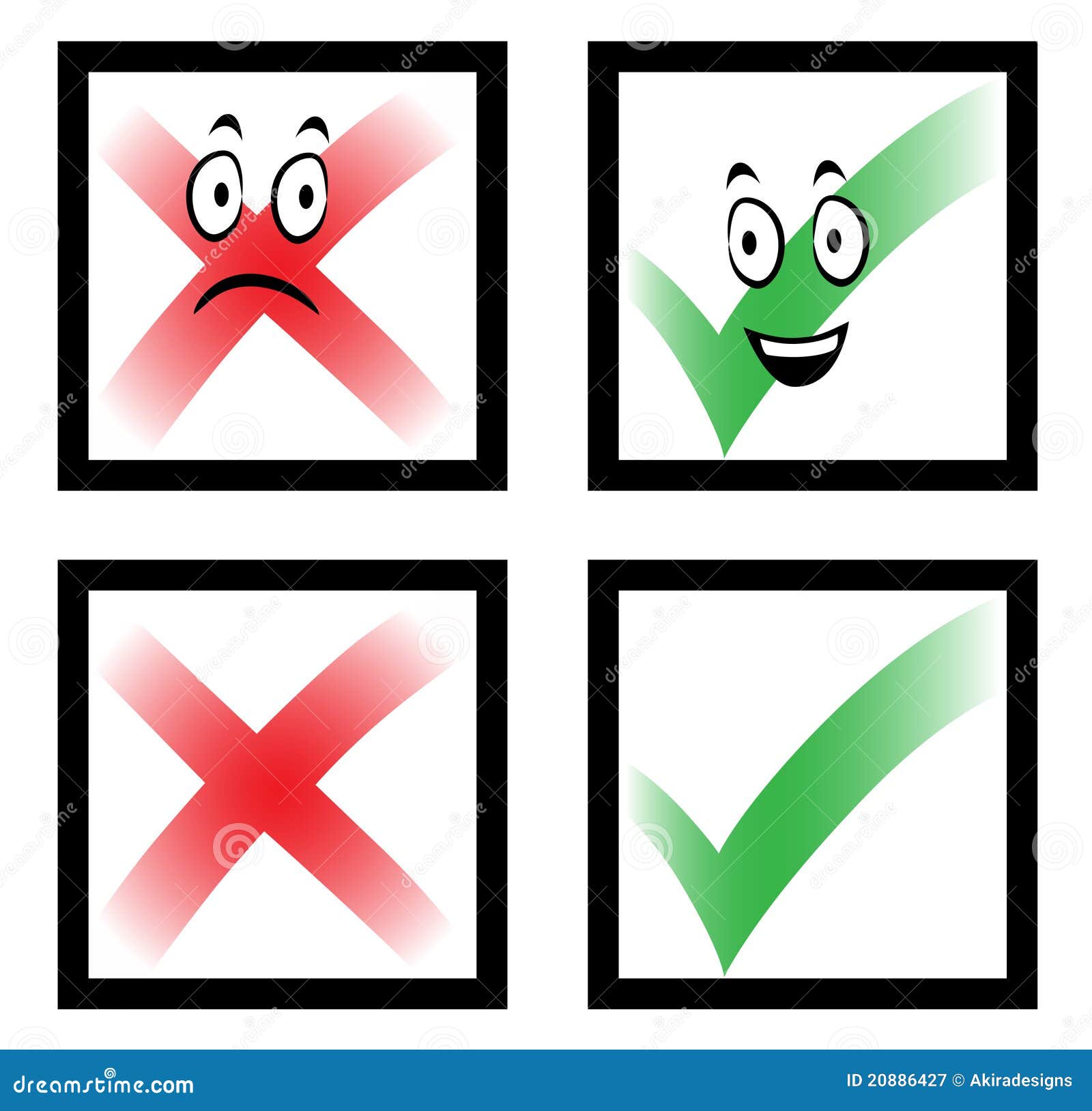 Cartoon Check Marks with Faces Stock Vector - Illustration of right ...