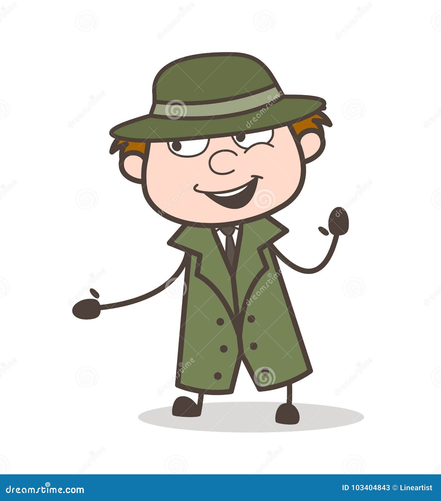 Cartoon Cheerful Detective Face Expression Vector Illustration Stock ...