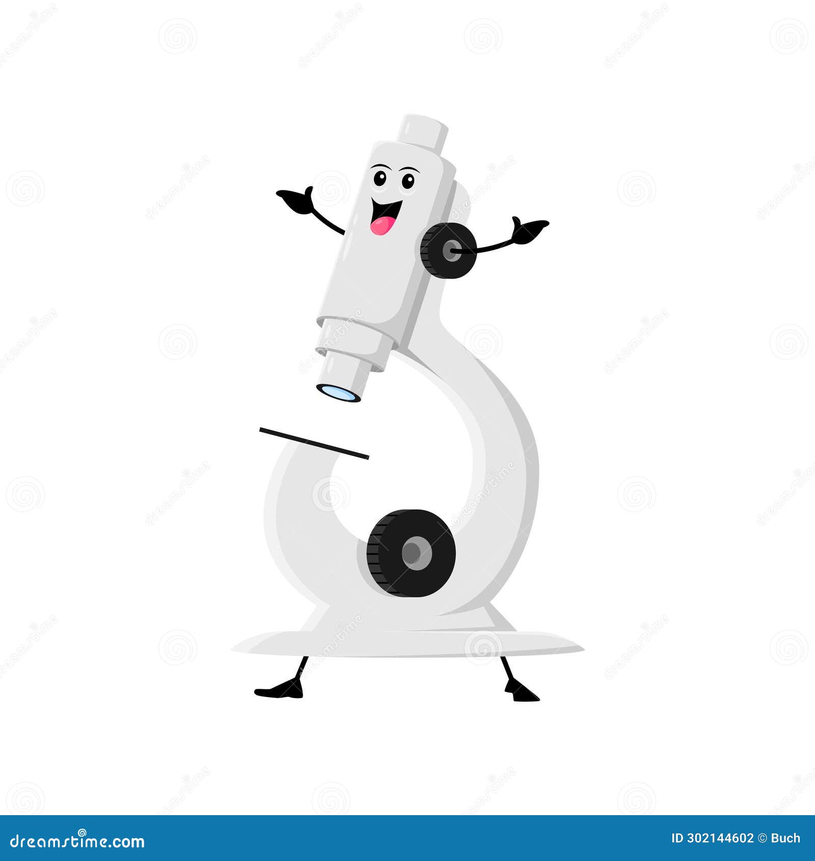 Cartoon Cheerful Funny Microscope School Character Stock Illustration ...