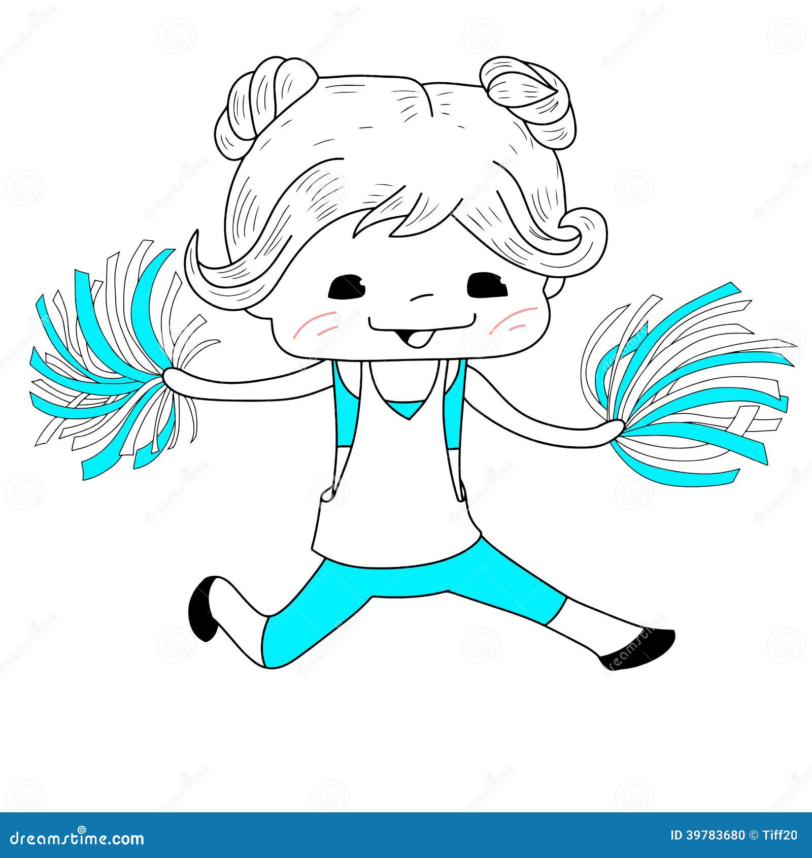 Cartoon Cheerleader With Pom Poms Vector Illustration | CartoonDealer ...
