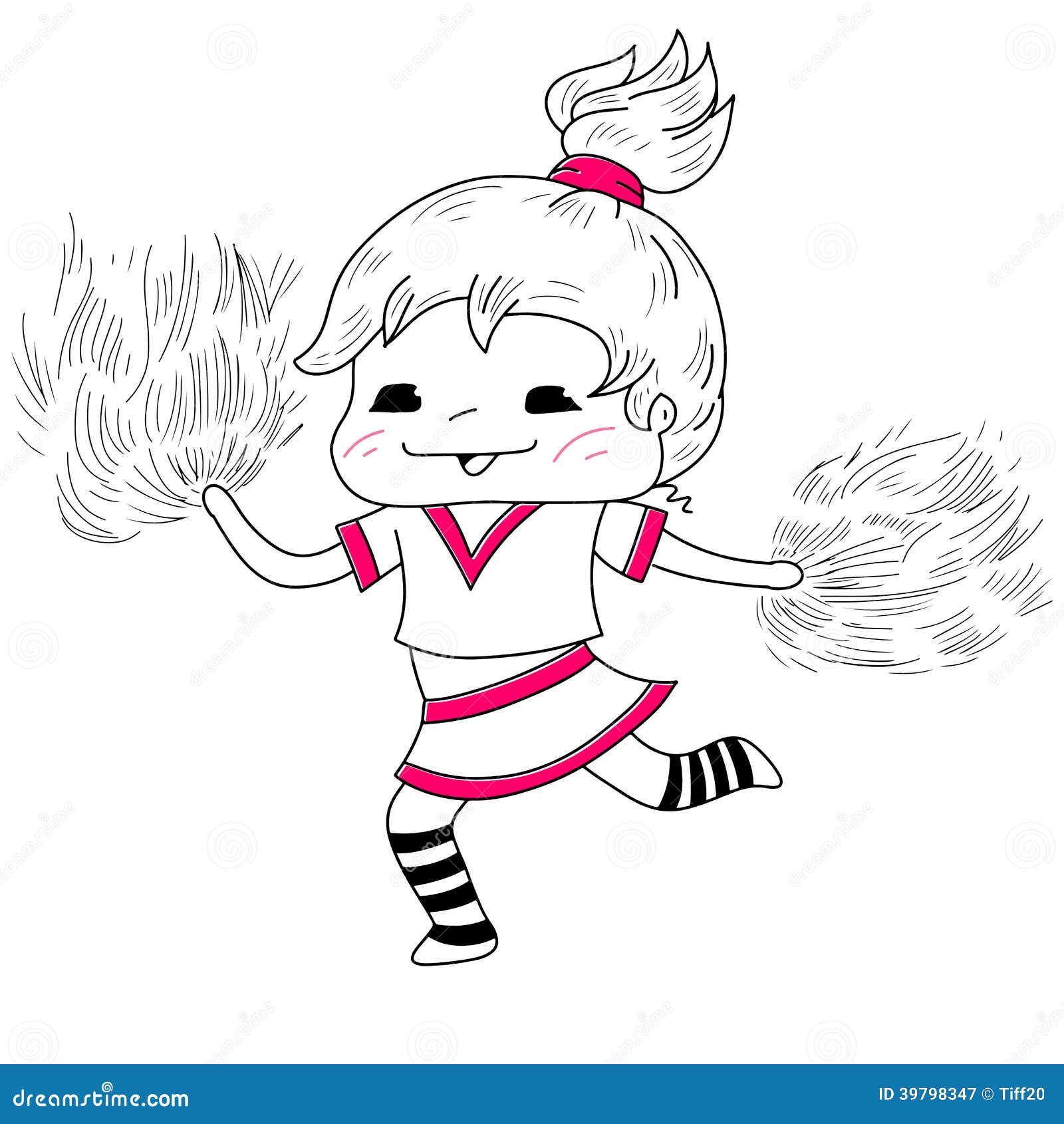 Cartoon Cheerleader With Pom Poms Vector Illustration | CartoonDealer ...