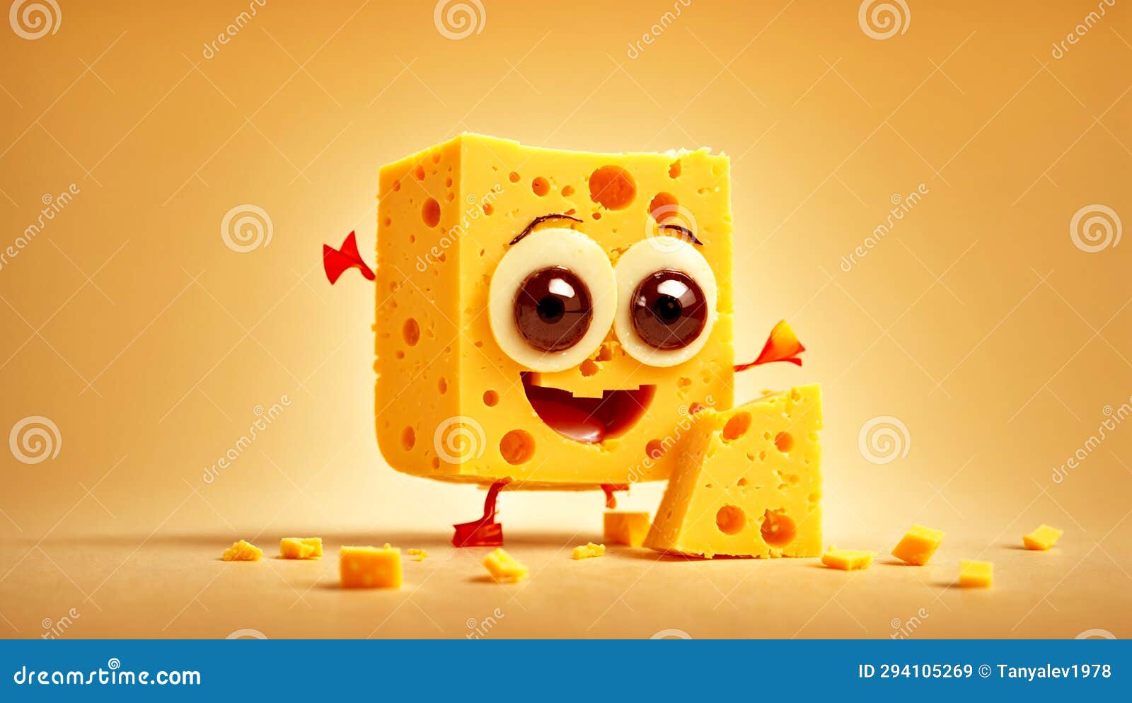 Cartoon Cheese Funny Eyes Cute Smile Stock Illustration - Illustration ...