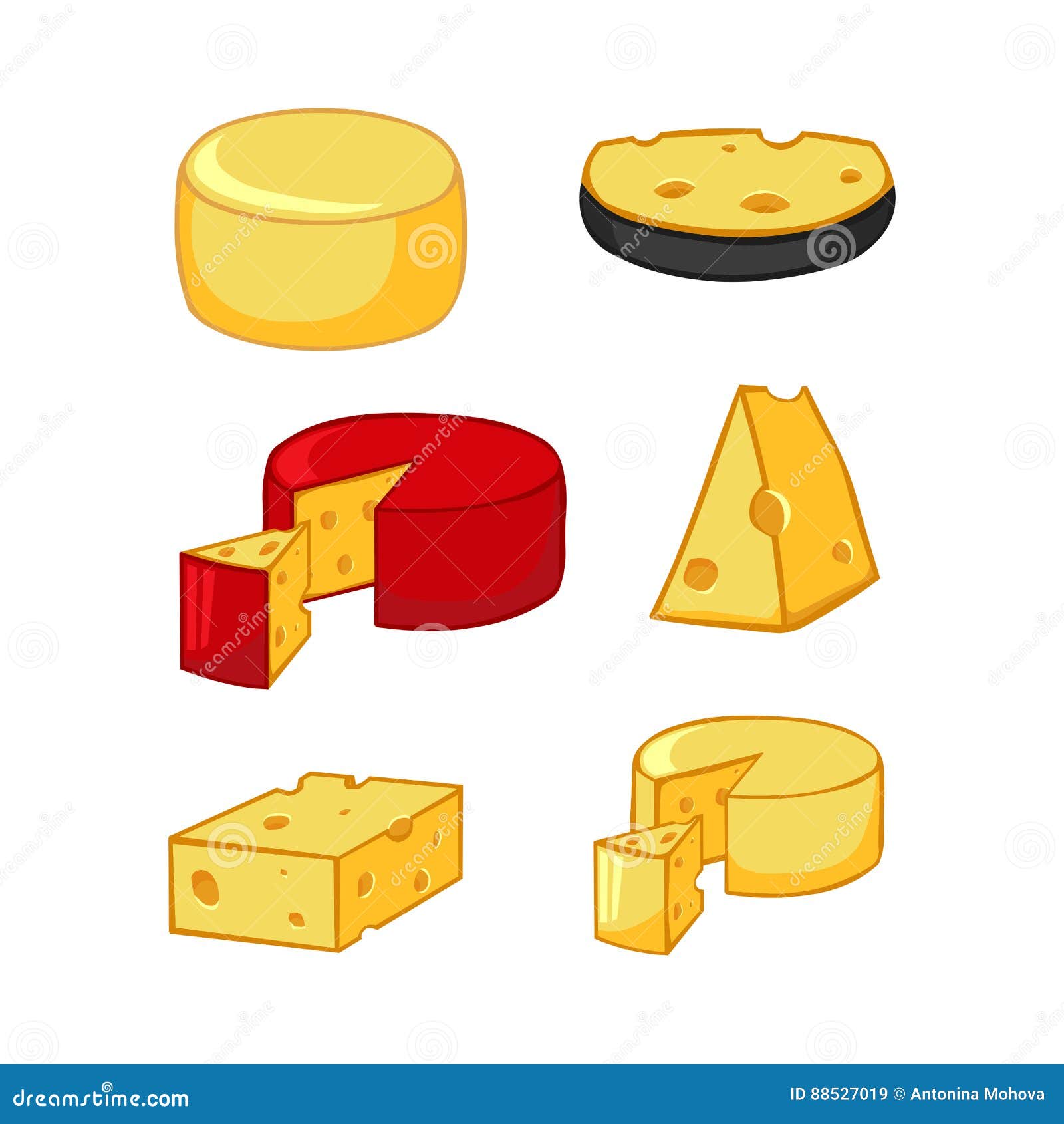 Cartoon Cheese Set of Several Varieties Stock Vector - Illustration of ...