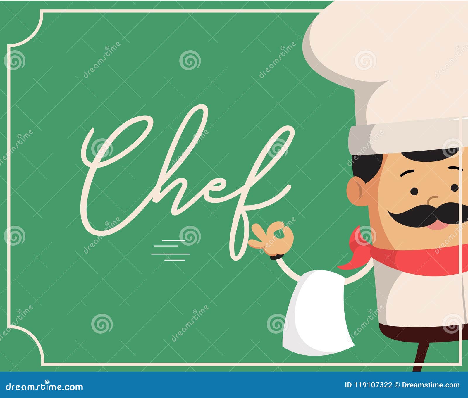Cartoon Chef Background Template Flat Vector Illustration Design Stock ...