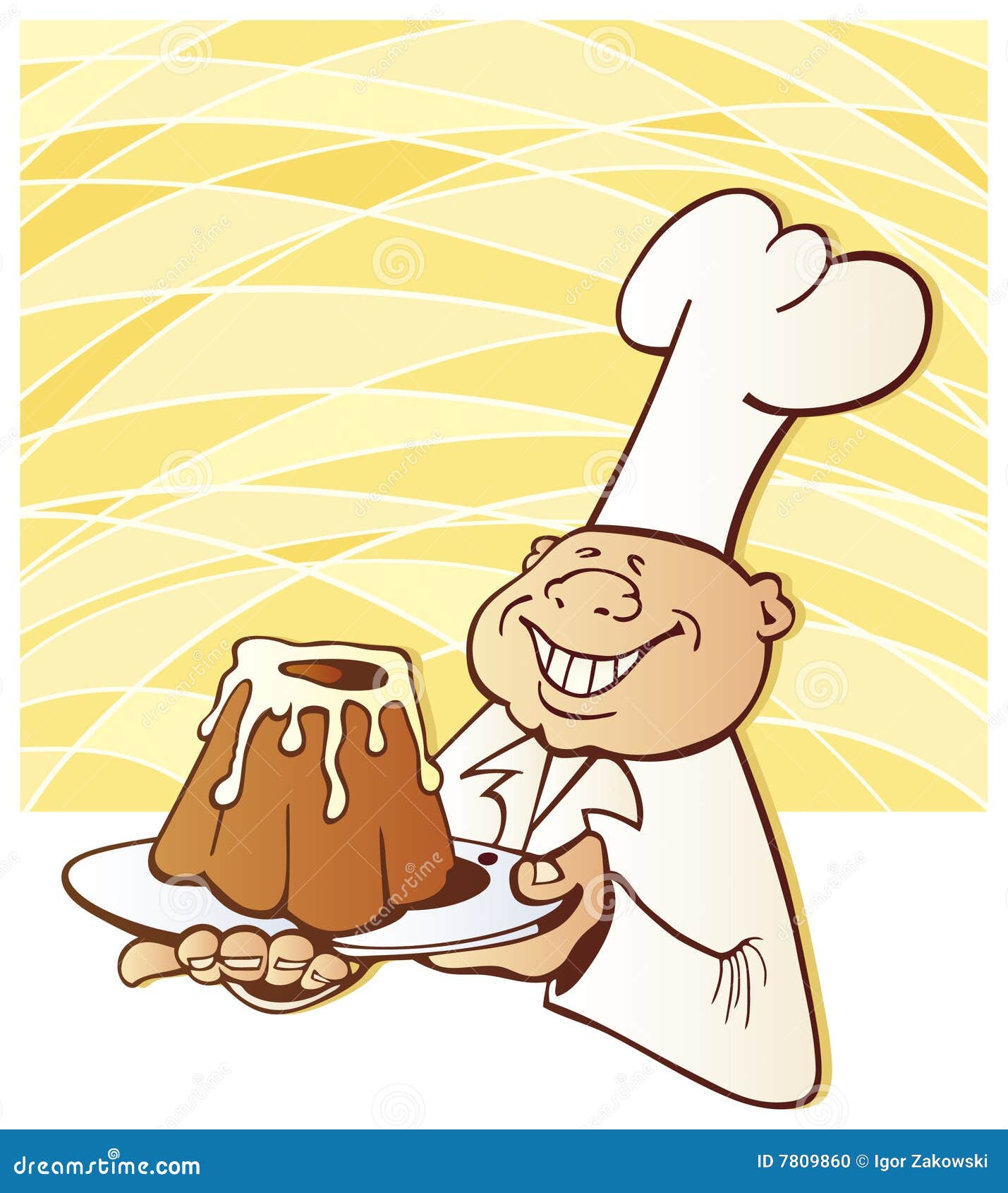 Cartoon chef with cake stock vector. Illustration of delicious - 7809860