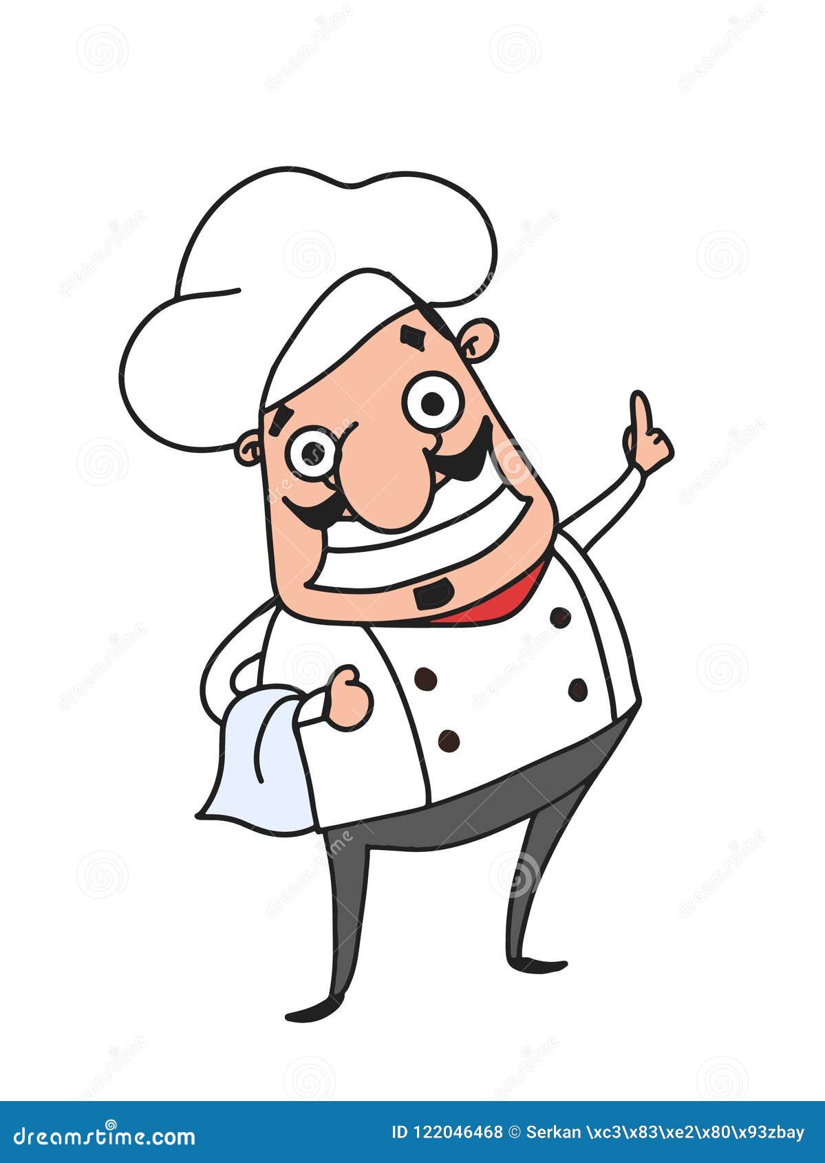 Cartoon Chef Characters Pointing with His Finger and Menu White ...
