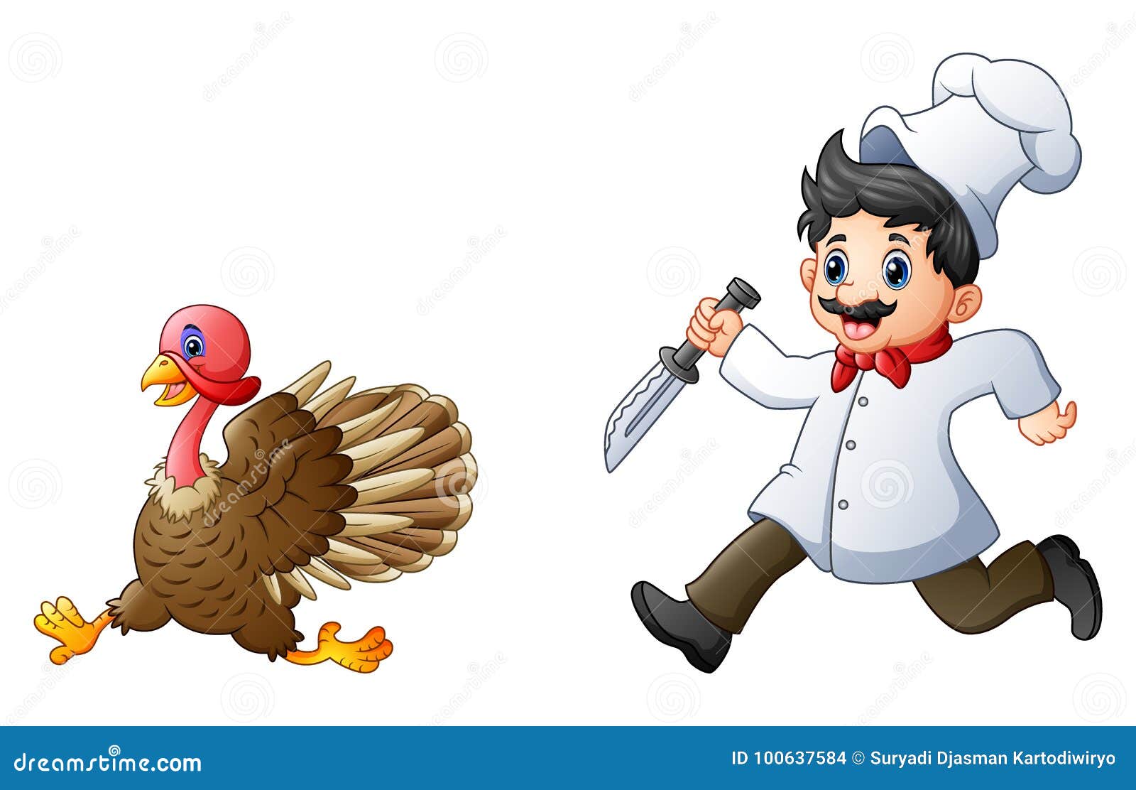 Chef Chasing Chicken Cartoon Vector | CartoonDealer.com #44028365