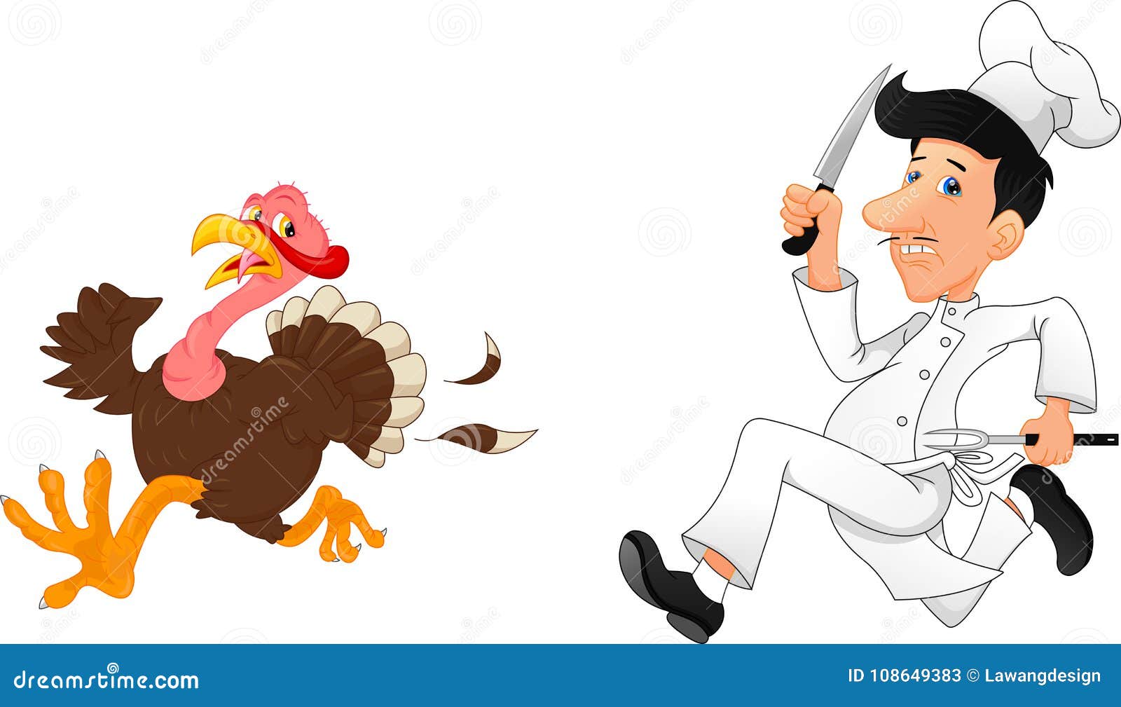 Chef Chasing Chicken Cartoon Vector | CartoonDealer.com #44028365