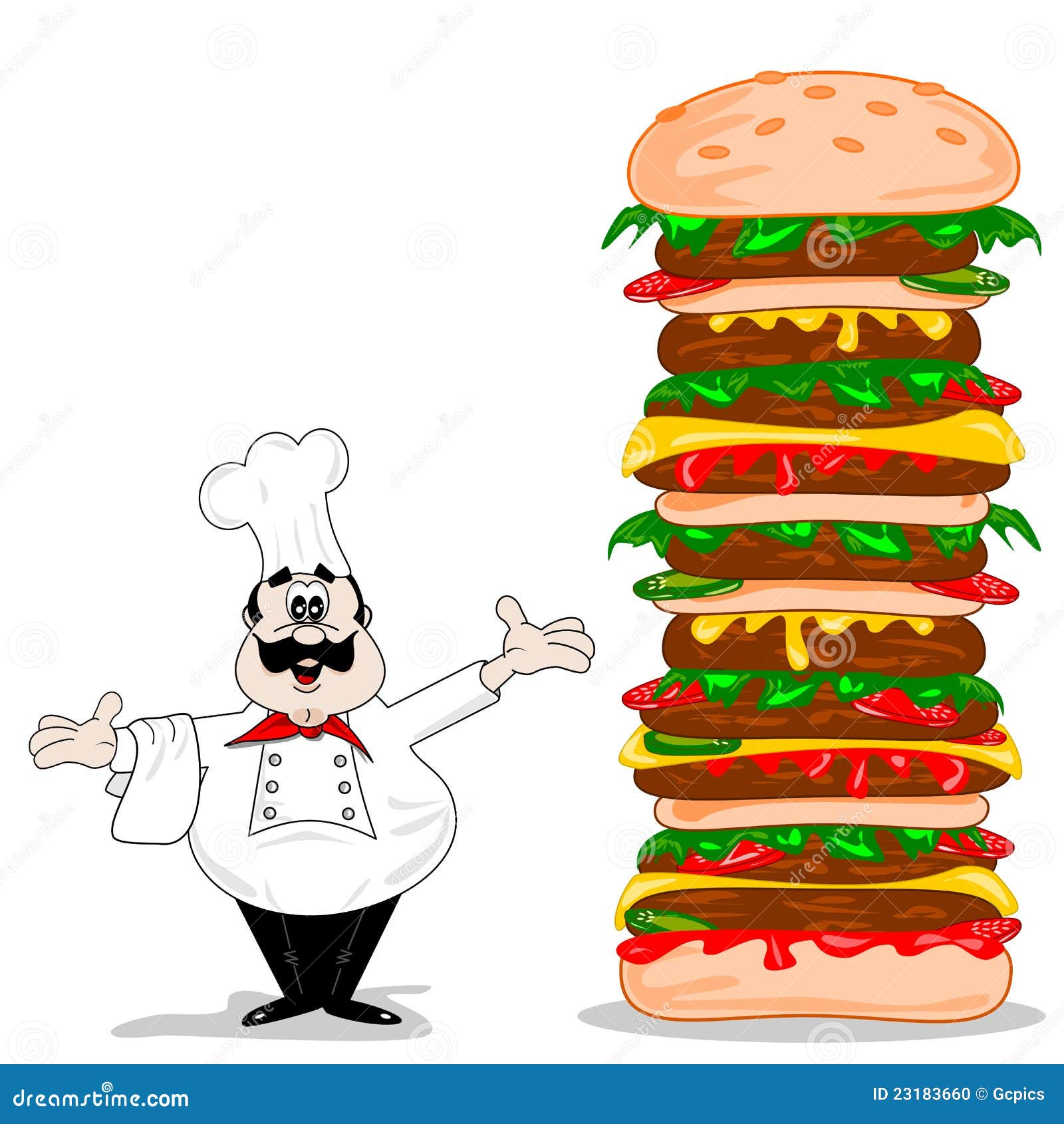 A Cartoon Chef & Cheeseburger Stock Vector - Illustration of tomato ...